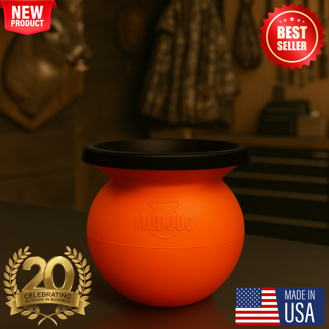 Hunter Orange Mud Jug™ Classic – Portable Spittoon Made in USA| Mud Jug