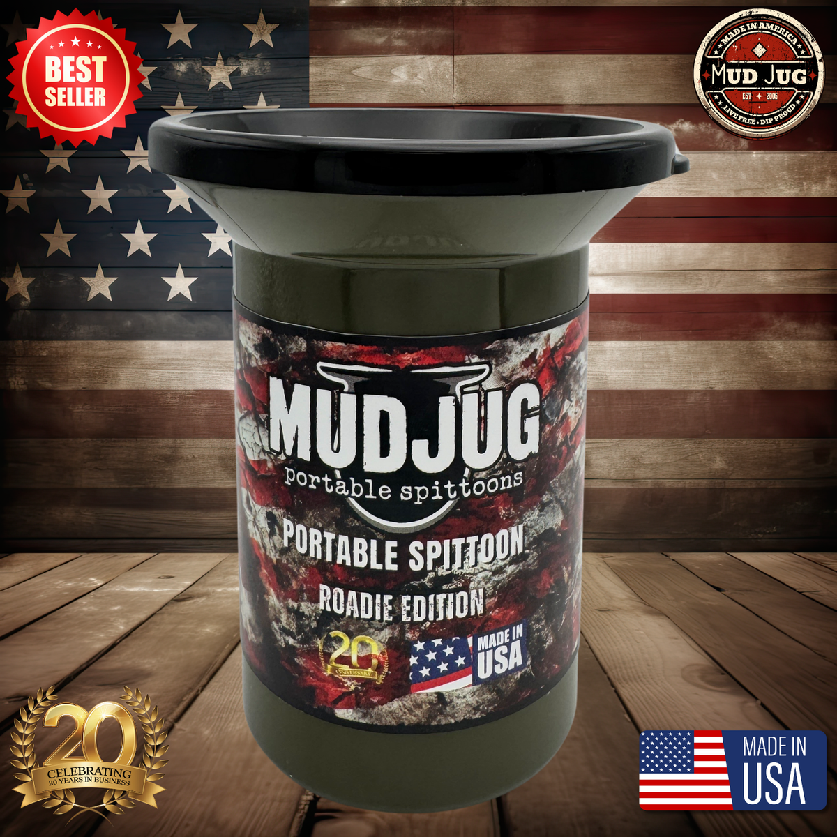 OD Green Mud Jug™ Roadie – Portable Spittoon Made in USA| Mud Jug