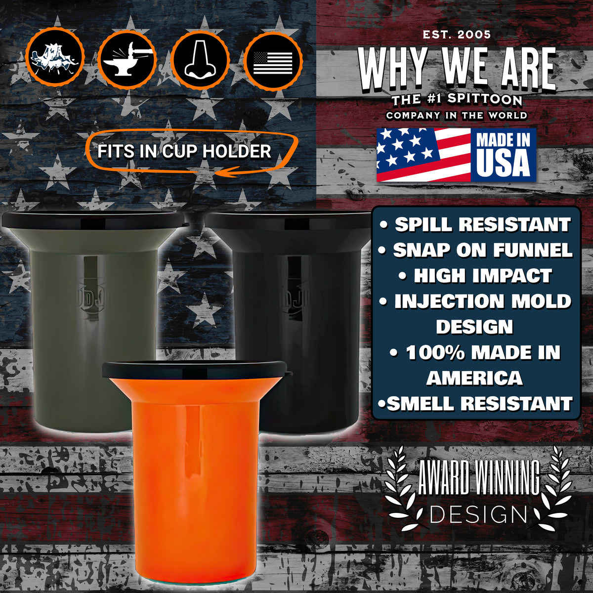 Black Mud Jug™ Roadie – Portable Spittoon Made in USA| Mud Jug